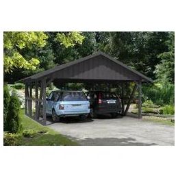 Skan Holz Doppelcarport SKANHOLZ "Schwarzwald", grau (schiefergrau), B/H/T: 684cm x 220cm x 600cm, Carports, mit Dachschalung