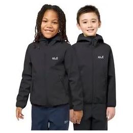 Softshelljacke Jack Wolfskin "FOURWINDS JACKET KIDS", Kinder, Gr. 140, schwarz, Obermaterial: 100% Polyester. Futter:100% Polyester, Jacken Softshelljacke