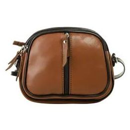 Umh&auml;ngetasche CLUTY, Gr. B/H/T: 18cm x 16cm x 4cm onesize, braun (cognac), Leder, unifarben, Taschen Umh&auml;ngetasche, echt Leder, Made in Italy