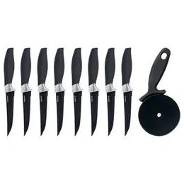 Messer-Set Wenko "BBQ-Messer & Pizzaschneider", schwarz, Edelstahl, Kochmesser-Sets, f&uuml;r Steaks, Grillgut, Pizza, rostfreier Edelstahl, ergonomischer Griff