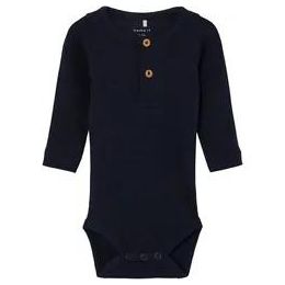 Langarmbody name it "NBMKAB LS BODY NOOS", Jungen, Gr. 86, N-Gr, blau (schwarz sapphire), Feinripp, Obermaterial: 57% Baumwolle, 38% Modal, 5% Elasthan, unifarben, regular fit, Rundhals, Bodys