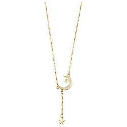 Y-Kette Firetti "Schmuck Geschenk Edelstahl Halskette Ankerkette Mond Sterne", gold (gelbgoldfarben), Halsketten, Damen, Edelstahl, L: 45,5 B: 2mm, Made in Germany, B:2mm
