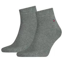 Kurzsocken Tommy Hilfiger "TH MEN QUARTER 2P", Herren, Gr. 43-46, grau (middle grau melange), Baumwollmischung, normal, Socken, weicher, elastischer Rippenbund, klassisches Tommy Hilfiger Logo