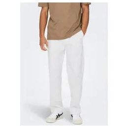 Only & Sons Schlupfhose ONLY & SONS "ONSSINUS LOOSE 0007 COT LIN PANT NOOS", Herren, Gr. XXL, N-Gr, wei&szlig; (hellwei&szlig;), Web, Obermaterial: 75% Baumwolle, 25% Leinen, unifarben, loose fit kn&ouml;chellang, Hosen Schlupfhose, Baumwolle mit Leinen, locker geschnitten