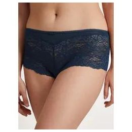 Panty Calida "Sensual Secrets", Damen, Gr. L (48/50), blau (peacoat blau), Single Jersey, Obermaterial: 57% Viskose, 38% Baumwolle, 5% Elasthan, unifarben, normal, Unterhosen Panty, mit zarter, leicht transparenter Spitze