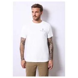 T-Shirt Street One MEN, Herren, Gr. L (42), wei&szlig; (hellwei&szlig;), Web, 100% Baumwolle, bedruckt, normal normal, Rundhals, abgesteppt, Shirts T-Shirt, aus reiner Baumwolle