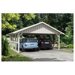 Skan Holz Doppelcarport SKANHOLZ "Schwarzwald", wei&szlig;, B/H/T: 684cm x 220cm x 600cm, Carports, mit Dachschalung