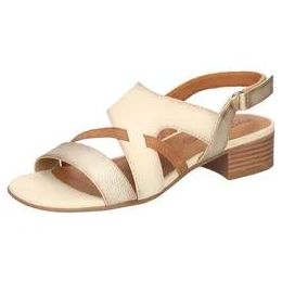 Sandalette Mustang SHOES, Damen, Gr. 39, gold (creme, goldfarben), Lederimitat, metallic, Schuhe Sandalette, Sandalette, Festtagsschuh mit Metallic-Eins&auml;tzen