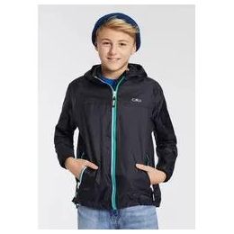 Regenjacke CMP "KID JACKET RAIN FIX HOOD", Jungen, Gr. 140, blau (antracite), Obermaterial: 100% Polyamid, normal, hoch geschlossener Ausschnitt, eingesetzt eingefasste Kante, Jacken Regenjacke, &Uuml;bergangsjacke f&uuml;r Kinder