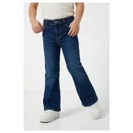 Bootcut-Jeans KIDS Only "KOGMADISON BLUSH WIDE DNM DIA092 NOOS", M&auml;dchen, Gr. 122, N-Gr, blau (dunkelblau denim), Denim/Jeans, Obermaterial: 92% Baumwolle, 6% Polyester, 2% Elasthan, unifarben, bootcut fit, Jeans