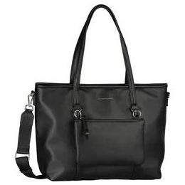 Shopper Tom Tailor "Jamila", Damen, Gr. B/H/T: 43,5cm x 32cm x 13cm, schwarz, Polyurethan, clean, gepflegt, unifarben, Taschen Shopper, ein Platzwunder mit 2-in1-Funktion aus fein genarbtem Lederimtiat