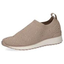Slip-On Sneaker Caprice, Damen, Gr. 38, beige (sand), Textil, Schuhe Sneaker, Slipper, Freizeitschuh, Halbschuh mit funkelnden Strass-Steinen