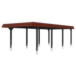 Skan Holz Einzelcarport SKANHOLZ "Wendland", grau (anthrazit, rote blende), B/H/T: 247cm x, Carports