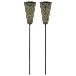 Gartenleuchte Luxform "Luxform Solar Torch Leeds, set of 2", schwarz, B:10,5cm H:27cm L:10,5cm, Leuchten, Gartenleuchte, LED-Fackellampe, Solarenergie, warmwei&szlig;, aus Metall, IP45