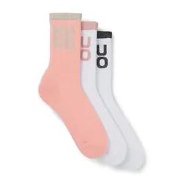Freizeitsocken HUGO UNDERWEAR "3P QS SHINY LOG CC W", Damen, Gr. 35-38, rot (light, pastel rot 635), Baumwollmischung, unifarben, Socken