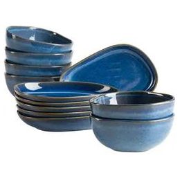 M&auml;ser Snackschale M&Auml;SER "Snacking-Set Cordelia, aus Steinzeug", blau, H:4,5cm &Oslash;:11cm, Steinzeug, Sch&uuml;sseln, Snackschale