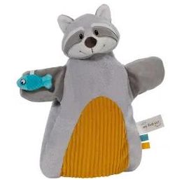 Schmusetuch Nici "My first Nici, Handpuppe Waschb&auml;r 2in1 26x25 cm", Baby, grau, Pl&uuml;sch, Polyester, Schnuffelt&uuml;cher, sanfte Materialmix aus glattem und geripptem Pl&uuml;sch