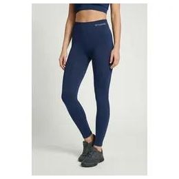 Trainingstights Hummel "HMLTIF SEAMLESS HIGH WAIST TIGHTS", Damen, Gr. XL (42), N-Gr, schwarz (schwarz iris), Obermaterial: 85% Polyamid, 15% Elasthan, eng, Hosen, dehnbarer Stoff, enge Passform, nahtloses Design