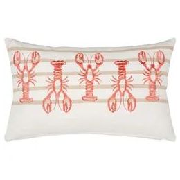 Dekokissen Pad "LOBBY, Made in Europe", rot (rot, gestreift), B:60cm L:35cm, Baumwolle, Dekokissen_Sitzkissen_Kissenh&uuml;llen, Kissenh&uuml;lle ohne F&uuml;llung, Motiv Hummer, 1 St&uuml;ck, 35x60 cm