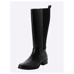 Weitschaftstiefel sheego, Damen, Gr. 38, XL-Schaft, schwarz, Glattleder, Leder, Schuhe Weitschaftstiefel