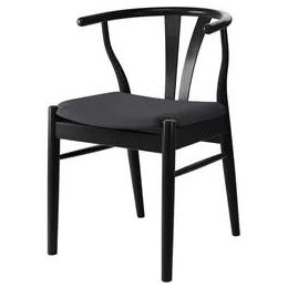 Stuhl HAMMEL FURNITURE "Freja, Massivholz Stuhl mit gepolstertem Sitz &ndash; komfortabel & robust", , schwarz, schwarz, grau, B:53cm H:75cm T:54cm, Massivholz, Stoff, St&uuml;hle, Stuhl, Massivholz, gepolsterte Sitzfl&auml;che, versch. Farbvarianten
