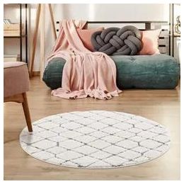 Hochflor-Teppich Carpet City "Focus 4499", beige (creme), H:20mm &Oslash;:120cm, Polypropylen, Teppiche, Boho-Teppich, Hochtief-Muster/ 3D-Effekt, f&uuml;r Wohnzimmer, Schlafzimmer