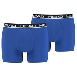 Boxershorts Head "Head BASIC BOXER 2P", Herren, Gr. L, blau (blau, schwarz), Obermaterial: 95% Baumwolle, 5% Elasthan, unifarben, k&ouml;rpernah, Unterhosen, mit elastischem Logobund