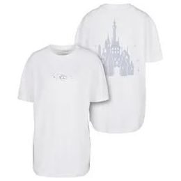 T-Shirt Merchcode "Merchcode Damen Ladies Disney 100 Castle Tee", Damen, Gr. XS, wei&szlig;, 100% Baumwolle, bedruckt, oversize, Rundhals, Shirts T-Shirt