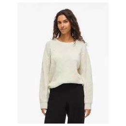 Strickpullover Vila "VilaSSIA O-NECK L/S CABEL KNIT TOP -NOOS", Damen, Gr. XL, birch, Strick, Obermaterial: 80% Polyester, 17% Polyamid, 3% Elasthan, unifarben, regular fit h&uuml;ftbedeckend, Rundhals, Pullover Strickpullover