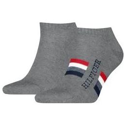 Sneakersocken Tommy Hilfiger "TH MEN SNEAKER 2P HILFIGER TAB", Herren, Gr. 43-46, grau (mid grau melange), Baumwollmischung, normal, Socken Sneakersocken, Atmungsaktiv, Markenlogo