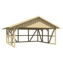 Skan Holz Doppelcarport SKANHOLZ "Schwarzwald", braun (nussbaum), B/H/T: 684cm x 220cm x 600cm, Carports, mit R&uuml;ckwand, mit Dachschalung
