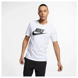 T-Shirt Nike SPORTSWEAR "M NSW TEE ICON FUTURA", Herren, Gr. L, schwarz-wei&szlig; (wei&szlig;, schwarz), Jersey, Obermaterial: 100% Baumwolle, normal, Rundhals, Shirts T-Shirt