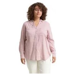 Shirtbluse Tom Tailor PLUS "TTP Blouse", Damen, Gr. 52, rosa (wineberry rose), Web, Obermaterial: 100% Baumwolle, kariert, regular fit h&uuml;ftbedeckend, V-Ausschnitt, Aufschlag, Blusen, mit aufgesetzten Brusttaschen