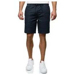 Shorts INDICODE "INWamo", Damen, Gr. XL, N-Gr, blau (navy), Web, Obermaterial: 55% Baumwolle, 45% Leinen, unifarben, slim fit knielang, Hosen Shorts