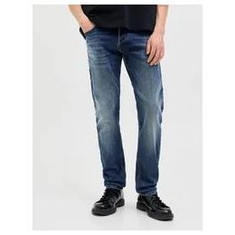 Jack & Jones Slim-fit-Jeans JACK & JONES "JJIGLENN JJORIGINAL CB 820 NOOS", Herren, Gr. 31, L&auml;nge 34, blau (blau denim), Denim/Jeans, Obermaterial: 98% Baumwolle, 2% Elasthan, Abriebeffekte, slim fit kn&ouml;chellang, Jeans Slim-fit-Jeans