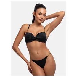 B&uuml;gel-Bandeau-Bikini-Top Dorina "Filao", Damen, Gr. 75, Cup B, schwarz, Obermaterial: 84% Polyester, 16% Elasthan, unifarben, Bikini-Oberteile, mit modischen goldfarbenen Kettendetails