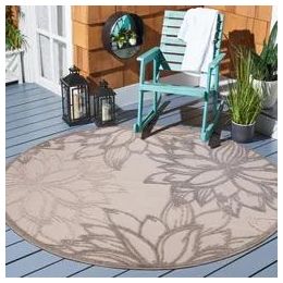 Teppich Sanat "Floral 2 Outdoor", beige (creme), H:6mm &Oslash;:120cm, Kunstfaser, Teppiche, Teppich, In- und Outdoor geeignet, florales Design, Balkon, Terasse