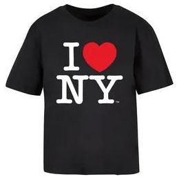 T-Shirt Merchcode "Merchcode Ladies I Love NY Tee", Damen, Gr. L, schwarz, 100% Baumwolle, bedruckt, oversize, Rundhals, Shirts T-Shirt