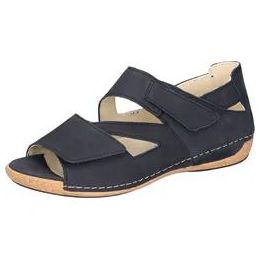 Waldl&auml;ufer Sandale WALDL&Auml;UFER "HELIETT", Damen, Gr. 7 (40,5), blau (dunkelblau), Nubukleder, unifarben, Schuhe Sandale, Keilsandalette, Sommerschuh, Komfortschuh, Klettverschl&uuml;sse, H-Weite