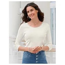 3/4-Arm-Shirt Inspirationen "3/4-Arm-Shirt", Damen, Gr. 40, beige (ecru), 95% Baumwolle, 5% Elasthan, unifarben, Rundhals, Shirts 3/4-Arm-Shirt