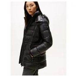Steppmantel Tommy Hilfiger "GLOSS HW DOWN WAIST REG COAT", Damen, Gr. XXL (44), schwarz, Steppware, Obermaterial: 100% Nylon, unifarben, h&uuml;ftbedeckend, M&auml;ntel Steppmantel, in leicht gl&auml;nzender Optik