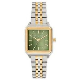 Quarzuhr Copenhagen Studios "Vintage Square Watch", silberfarben, goldfarben, gr&uuml;n, Armbanduhren, Damen, Quarzuhr, Armbanduhr, Damenuhr, Edelstahlarmband, analog