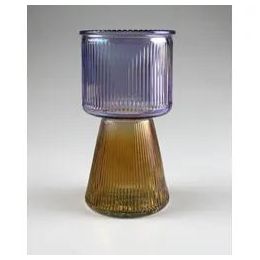 Windlicht AM Design "aus Glas", blau, B:10cm H:19cm, Glas, Kerzenhalter, Windlicht, 4er Set, BxH: 10x19 cm