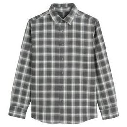 Marc O'Polo Langarmhemd MARC O'POLO "aus Baumwolle in Flanell-Optik", Kinder, Gr. 140, Normalgr&ouml;&szlig;en, grau (dunkelgrau meliert), Obermaterial: 100% Baumwolle, unifarben, regular fit normal, Doppelmanschette, Hemden