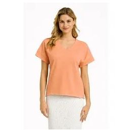 Smith & Soul Sweater SMITH & SOUL, Damen, Gr. XS, rot (coral), Single Jersey, Material: 100% Baumwolle, unifarben, relaxed fit normal, V-Ausschnitt, eingesetzt, Sweatshirts Sweater, mit offenen Kanten