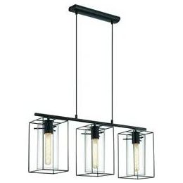 Eglo H&auml;ngeleuchte "LONCINO Pendellampe - Stahl - E27 - 3X60W - IP20", schwarz, 3, H: 110cm, 1 Stk., Leuchten, H&auml;ngelampe, Deckenlampe, Wohnzimmer, Esszimmer, L74,5 x B15 x H110 cm, H&auml;ngeleuchte