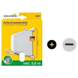 Aufputz-Gurtwickler Schellenberg "Aufschraubwickler f&uuml;r das Rollladensystem Mini, inkl. Gurtf&uuml;hrung", wei&szlig;, 1 tlg., Gurtwickler, 180 schwenkbar, mit vormontiertem Rollladengurtband, braun oder wei&szlig;