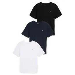 T-Shirt Tom Tailor, Herren, Gr. S, wei&szlig;, Single Jersey, Obermaterial: 100% Baumwolle, bestickt, unifarben, regular fit h&uuml;ftbedeckend, Rundhals, Shirts T-Shirt, 3er Pack mit Logo-Stickerei
