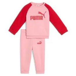 Trainingsanzug Puma "MINICATS ESS RAGLAN CREW SET FL INF", Jungen, Gr. 74, rosa (pinkscape), Fleece, Obermaterial: 68% Baumwolle, 32% Polyester, unifarben, regular fit, Sportanz&uuml;ge Trainingsanzug, mit Kapuze, mit innenliegendem Kordelzug an der Hose