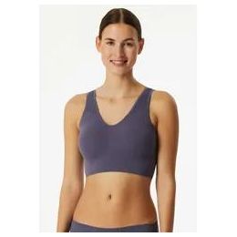 Bustier Schiesser "Invisible Soft Lace", Damen, Gr. 40, N-Gr, 824, indigo, Single Jersey, Obermaterial: 75% Polyamid, 25% Elasthan, BHs Bustier, herausnehmbare Pads, Spitzeneinsatz, V-Ausschnitt